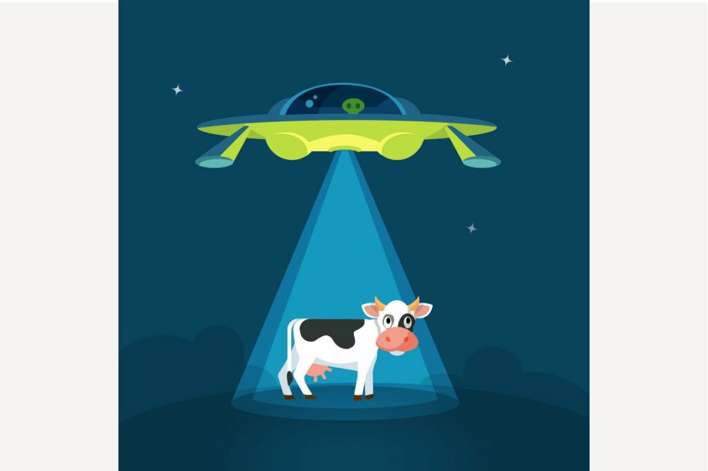 Aliens spaceship abducts the cow – MasterBundles