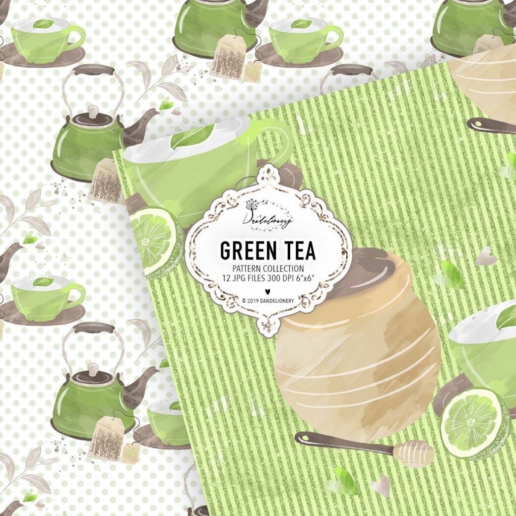 Green Tea digital paper pack – MasterBundles