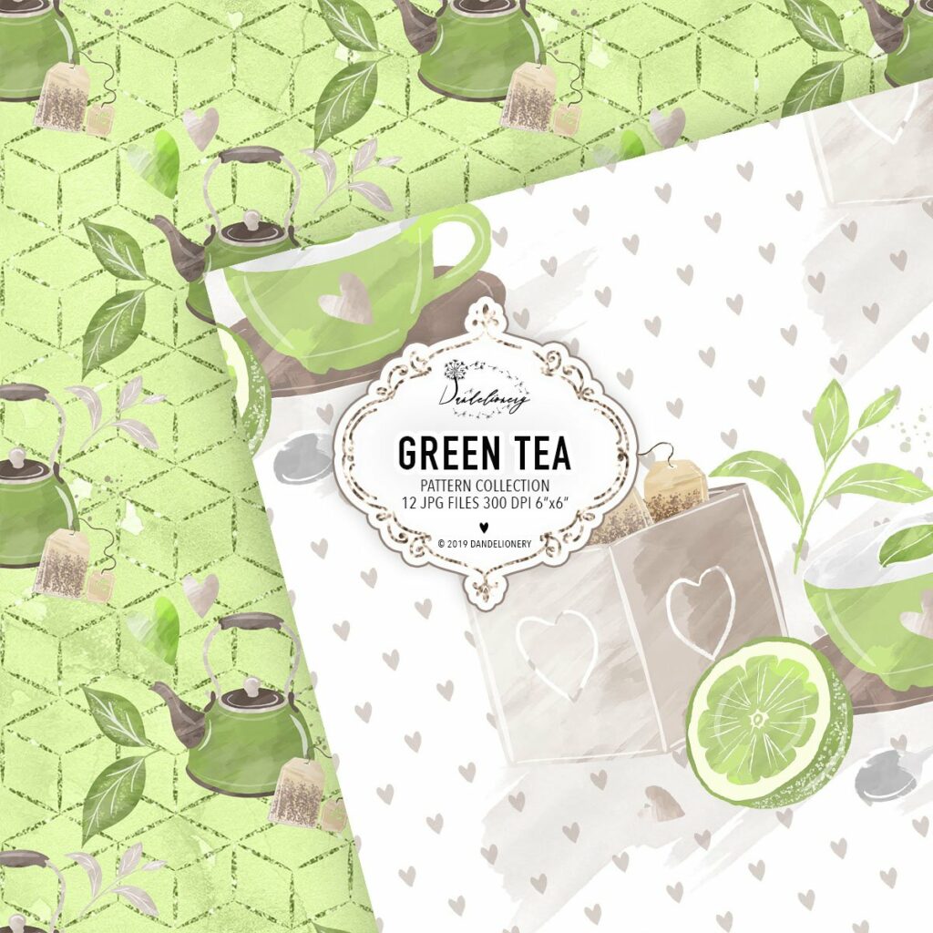 Green Tea digital paper pack – MasterBundles