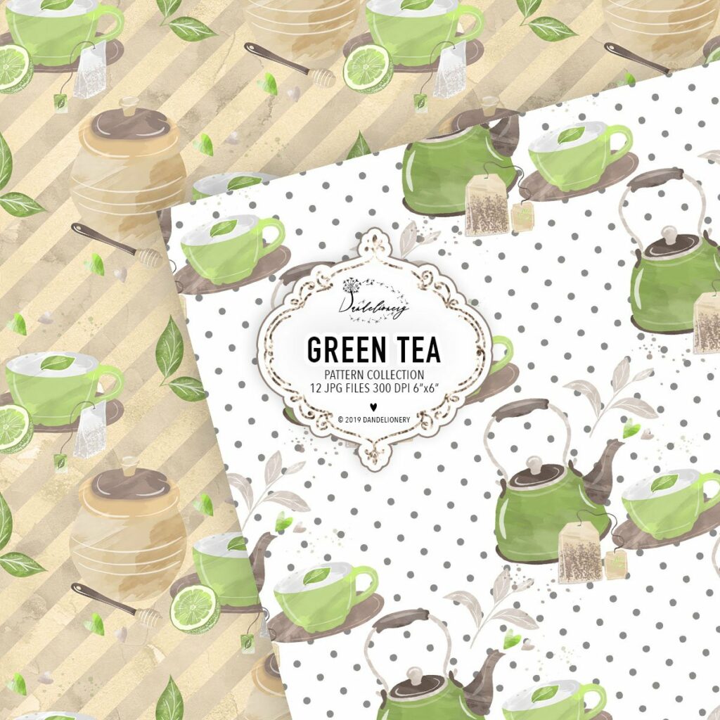 Green Tea digital paper pack – MasterBundles