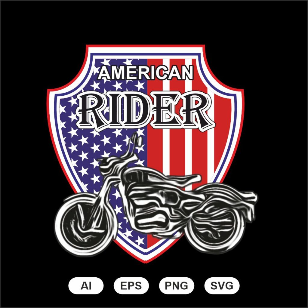 American flag and bike - MasterBundles