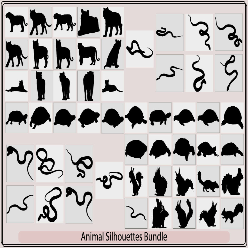 silhouettes of animals ,Animals,Zoo animals collection ,African animals ...