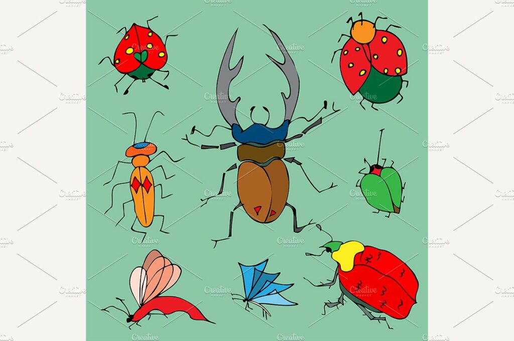 Set of colorful bugs. – MasterBundles
