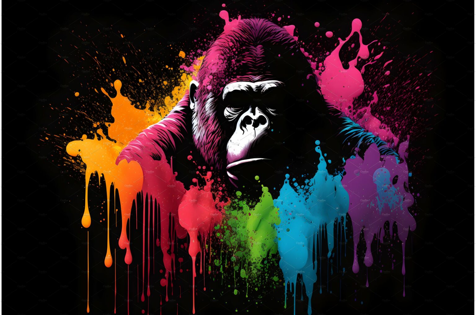 Graffiti with a gorilla on the wall – MasterBundles