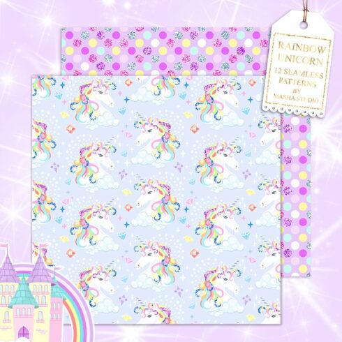 RAINBOW UNICORN digital papers – MasterBundles