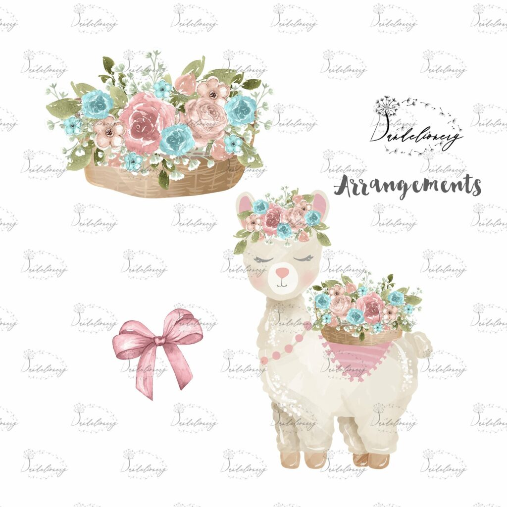 Floral Lama design – MasterBundles