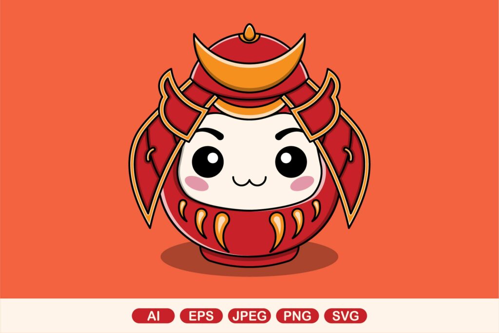 Cute japanese daruma samurai – MasterBundles