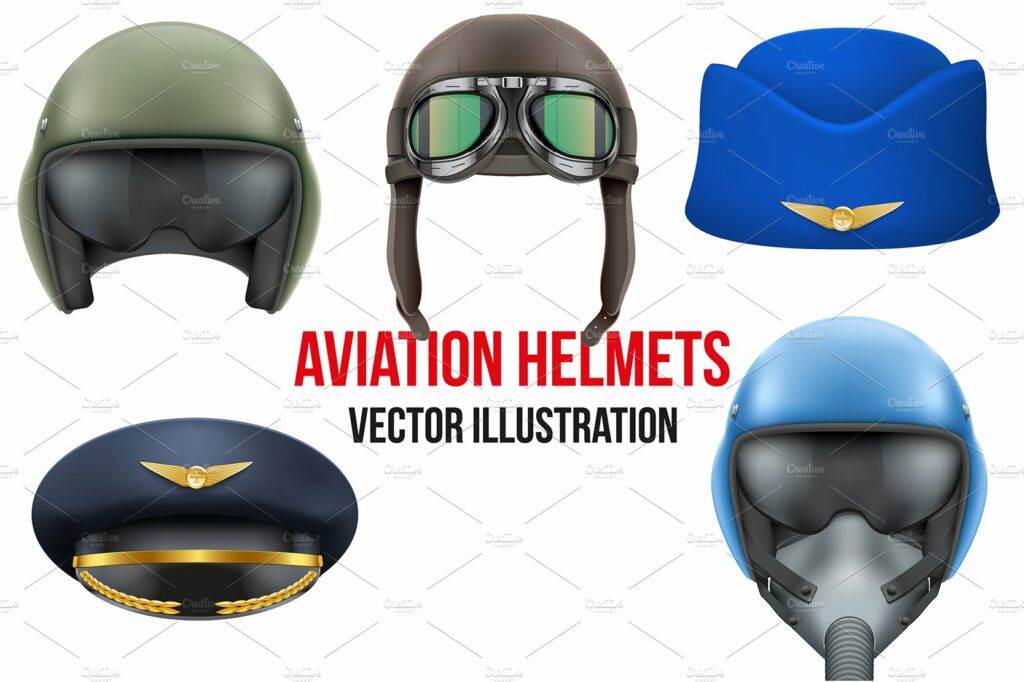 Set of Aviator Helmets and Hats – MasterBundles