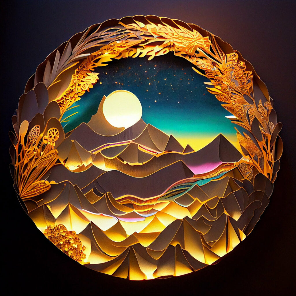 Papercut Nature Landscape Midjourney Prompt - MasterBundles