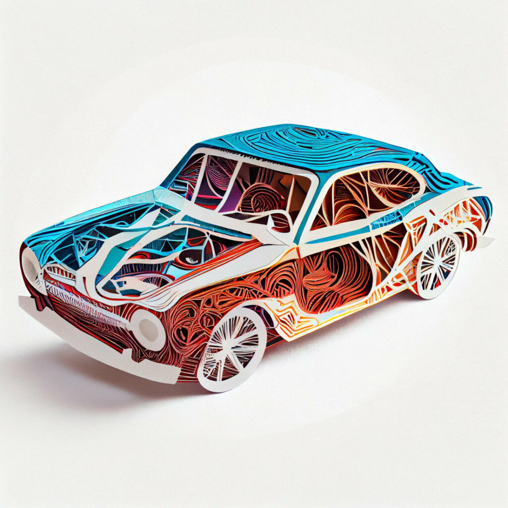 Papercut Art Vehicles Midjourney Prompt - MasterBundles