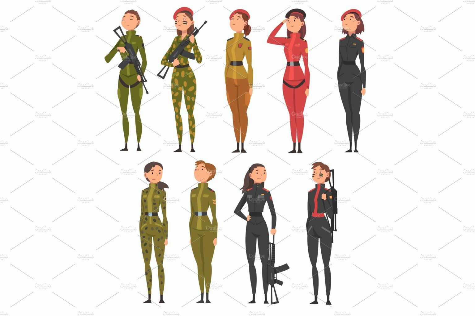 Collection of Young Woman Soldiers – MasterBundles