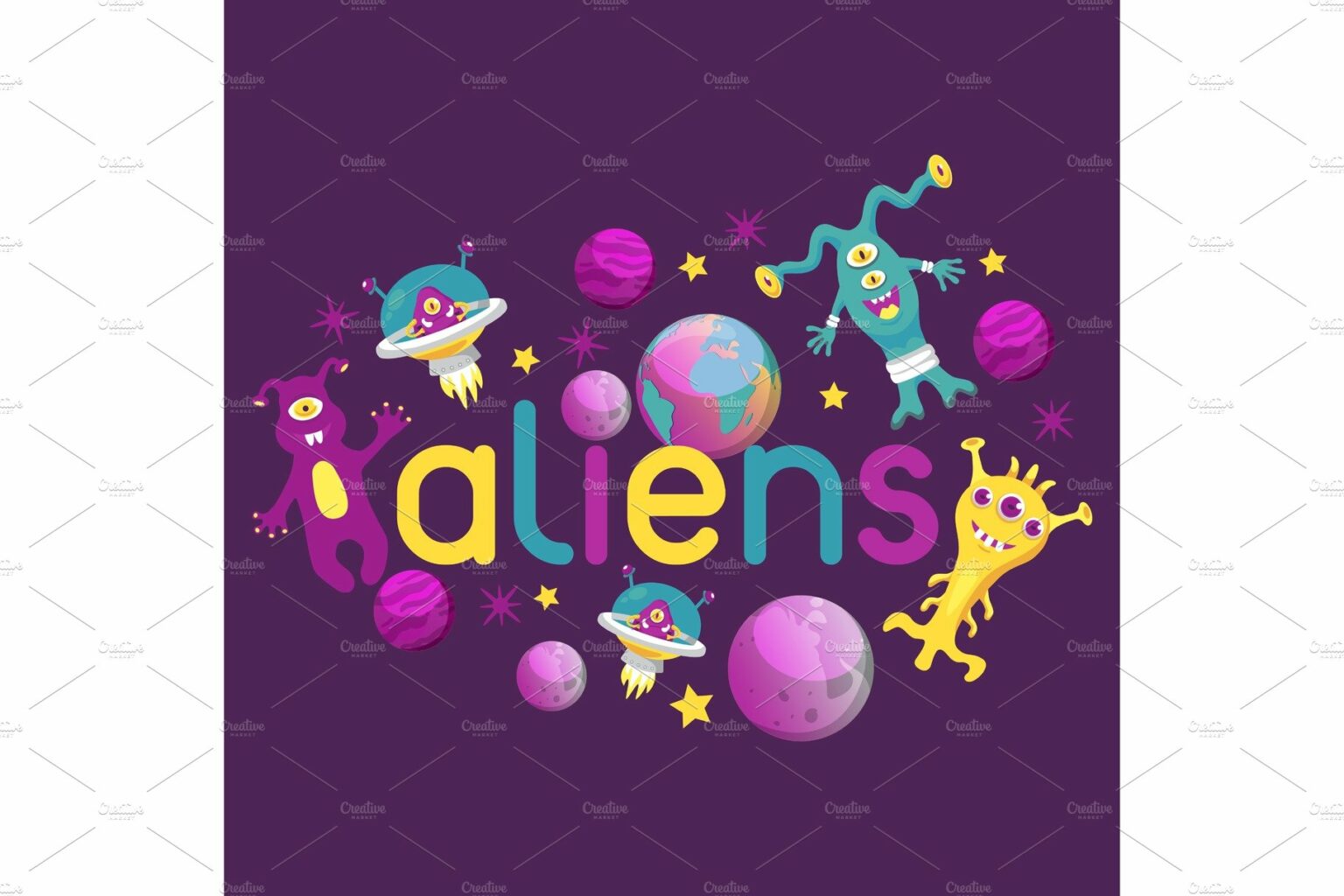 Monster alien poster, banner vector – MasterBundles
