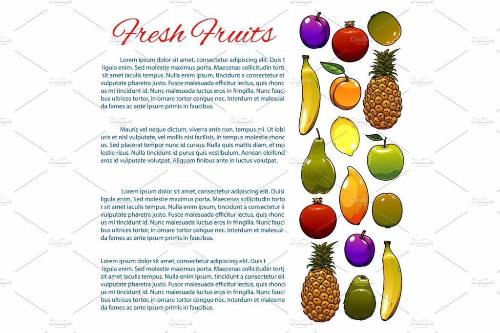 Vegetarian food, fruit poster design – MasterBundles