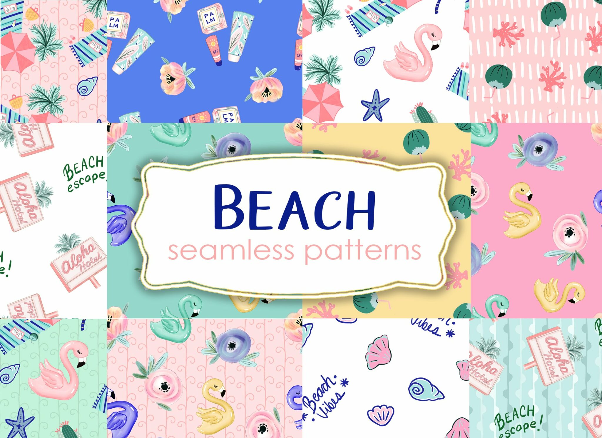 Beach seamless patterns – MasterBundles