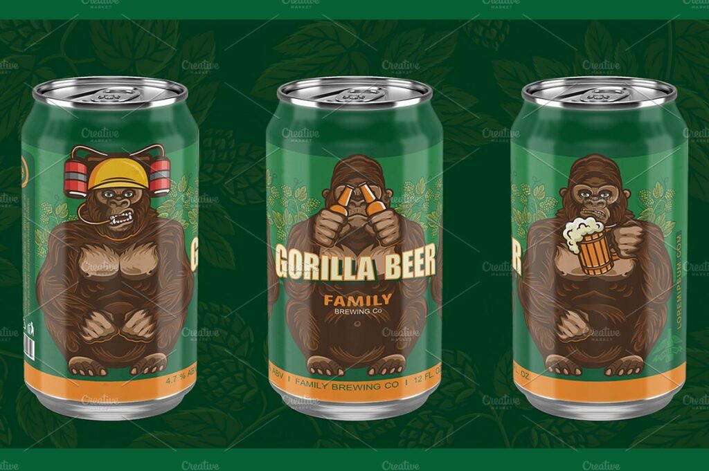 Beer Label With Three Wise Gorillas – MasterBundles