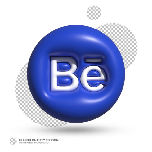 3D render of behance icon in glossy style - MasterBundles