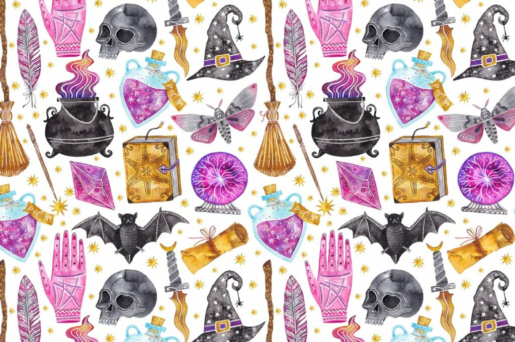 Watercolor magic set. Witchcraft – MasterBundles