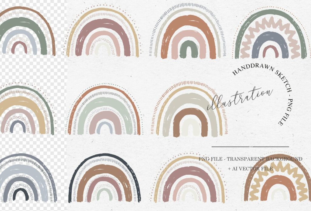 BOHO RAINBOW BUNDLE VECTOR + PNG – MasterBundles