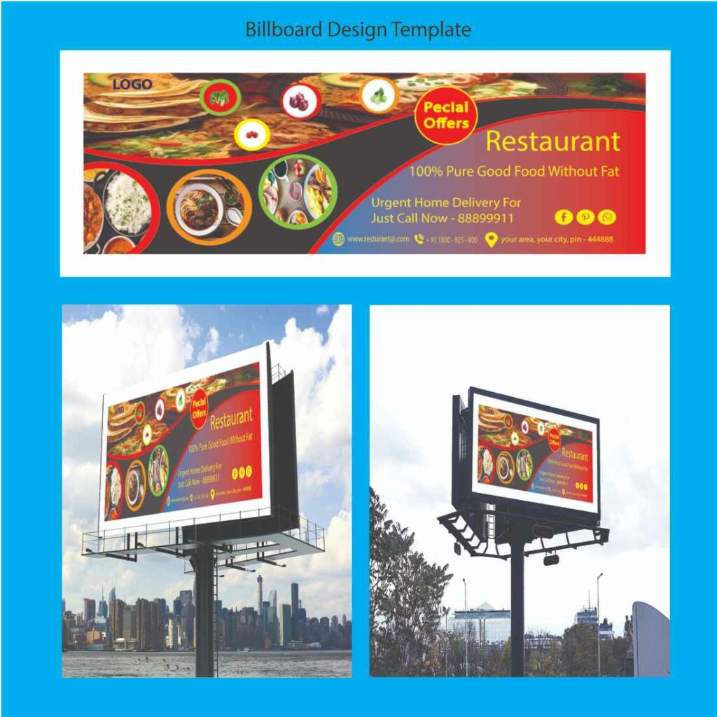 Restaurant - Billboard Design Create In Adobe Illustrator - MasterBundles