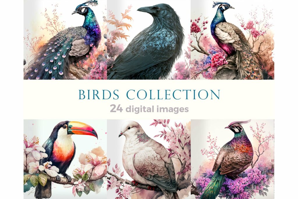 Paintings set of exotic birds – MasterBundles