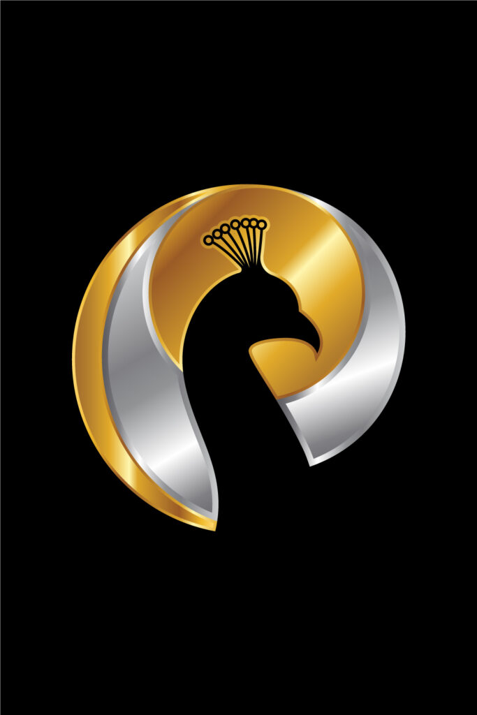 Peacock logo sign symbol in blue circle, Bird logo design vector ...