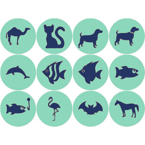 Blue and Turquoise Animal Icons - MasterBundles