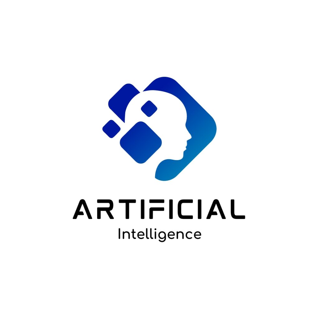 Blue Minimalist Artificial Intelligence Technology Logo - MasterBundles