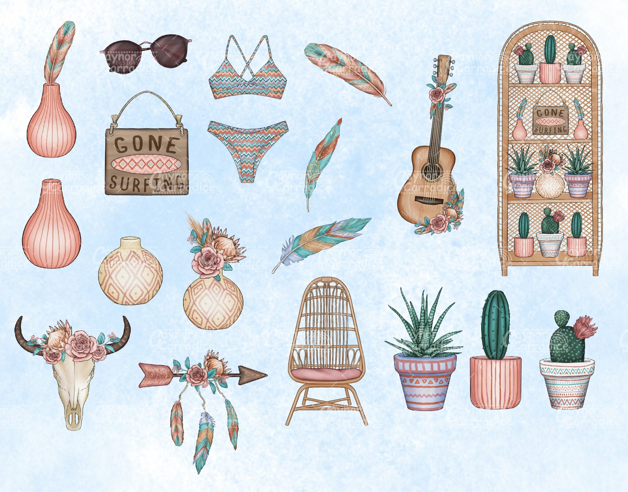 Boho Beach - summer clipart set – MasterBundles