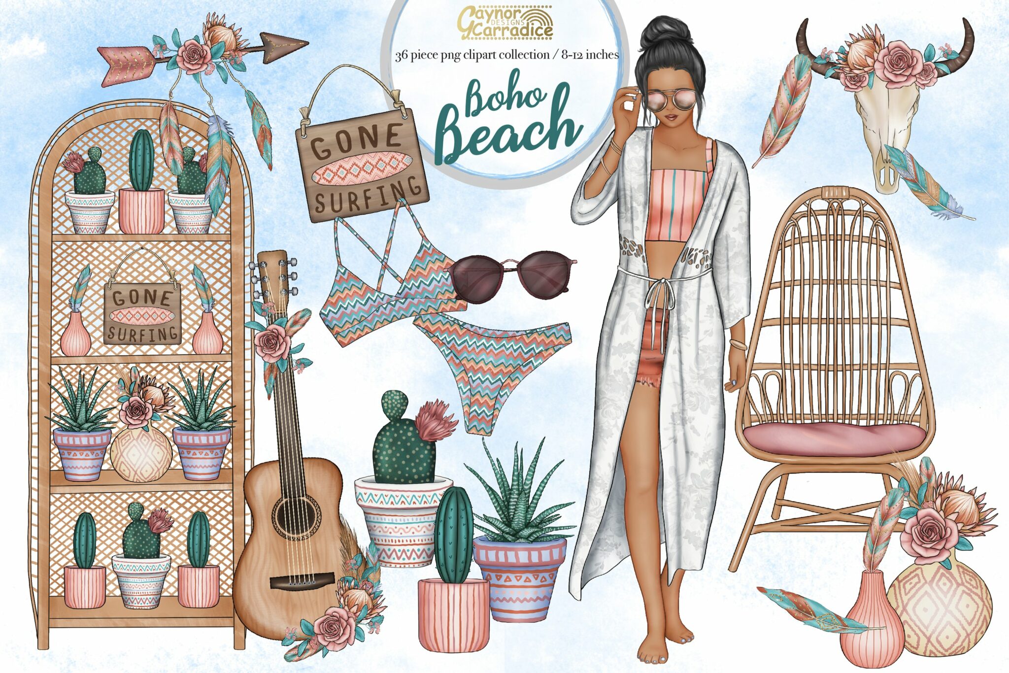 Boho Beach - summer clipart set – MasterBundles