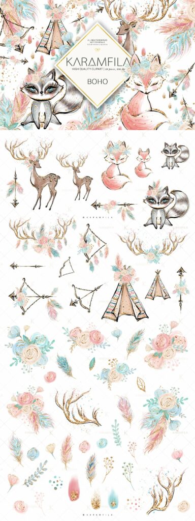 Boho Friends Woodland Clipart – MasterBundles