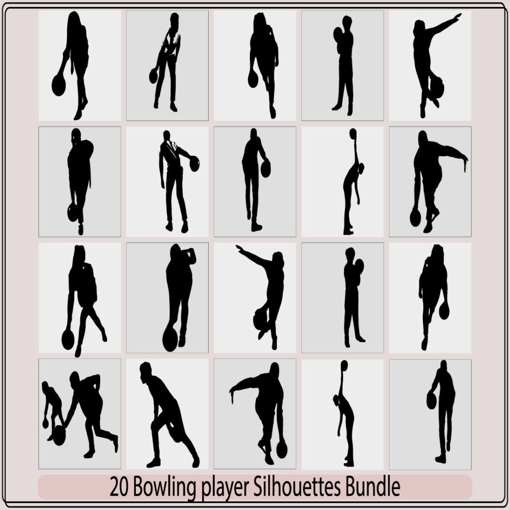 Bowling Sport Players Men and Women Pose Cartoon Graphic Vector ...