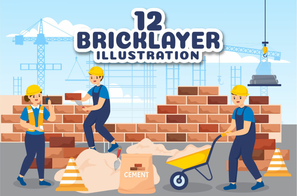 12 Bricklayer Worker Illustration - MasterBundles