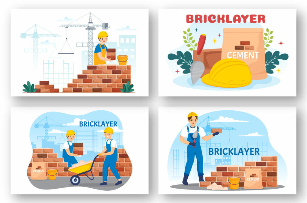 12 Bricklayer Worker Illustration - MasterBundles