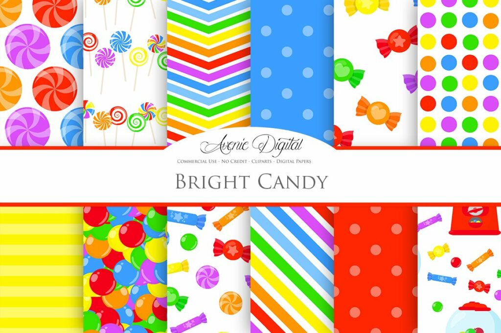 Bright Candy Digital Paper Patterns – MasterBundles