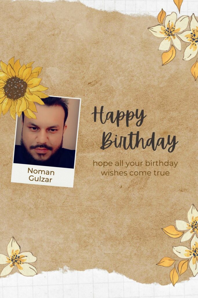 Rustic Chic Birthday Greeting Card with Torn Paper and Flower Design ...