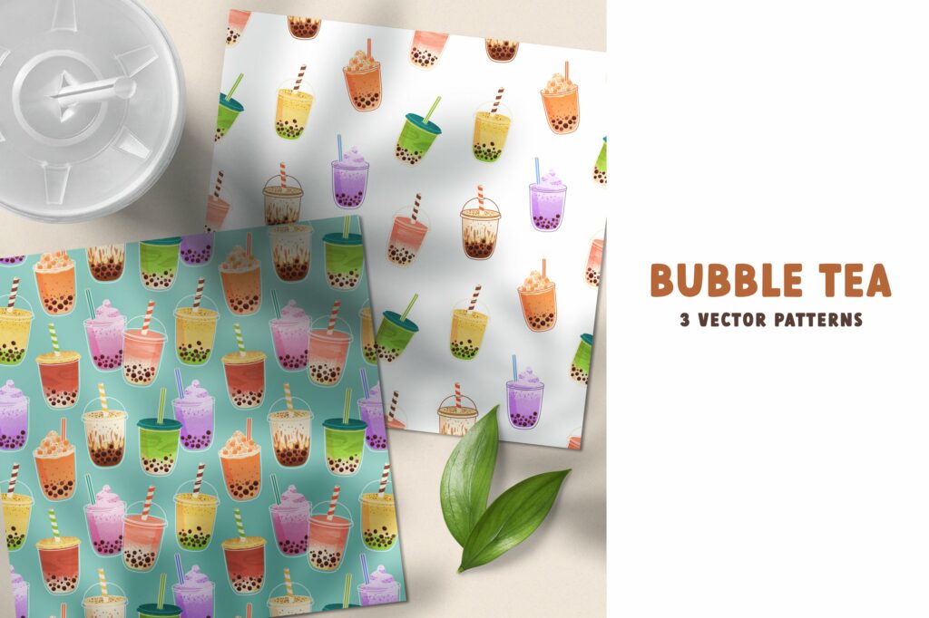 Bubble milk tea seamless patterns – MasterBundles