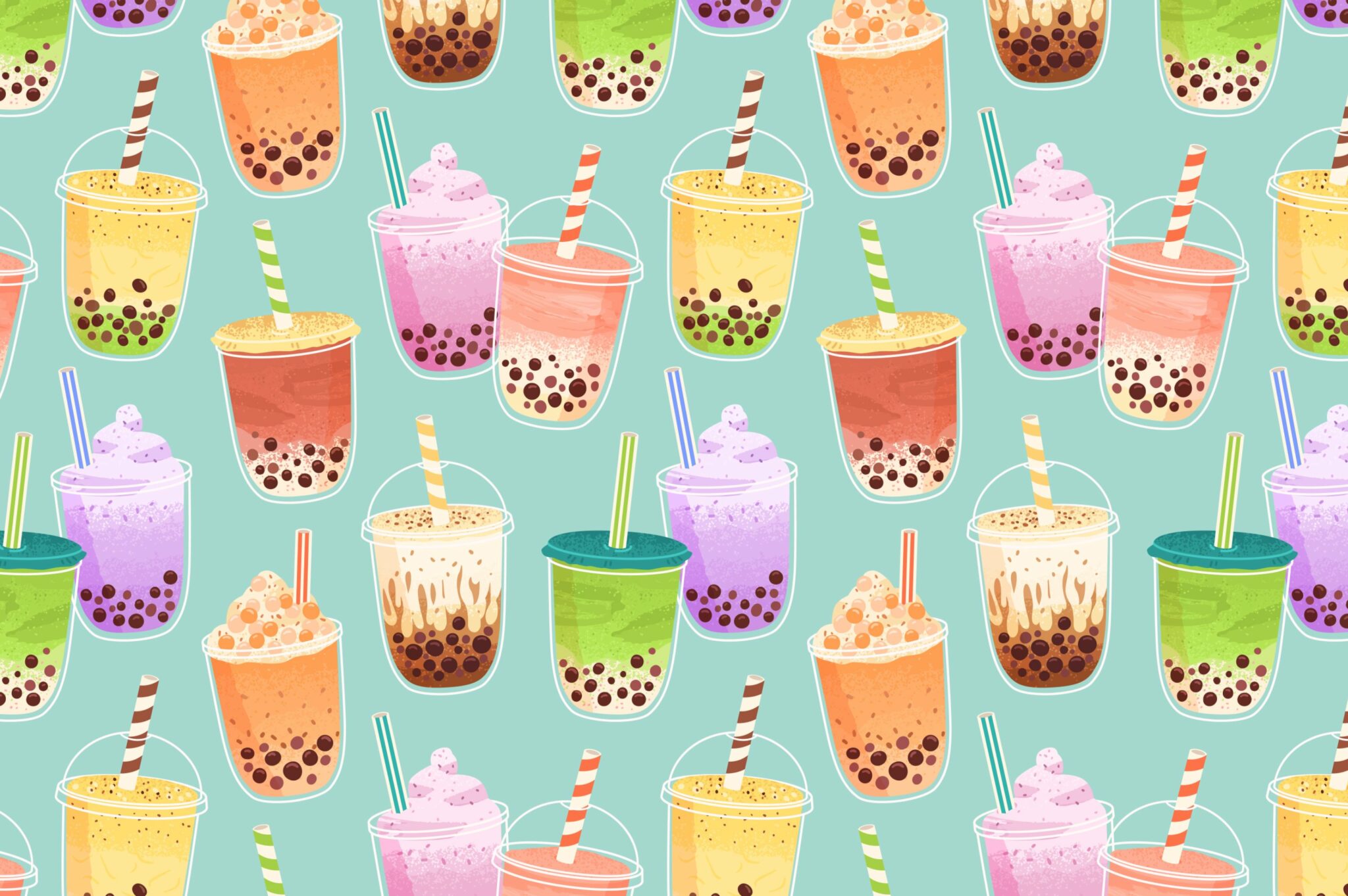 Bubble milk tea seamless patterns – MasterBundles