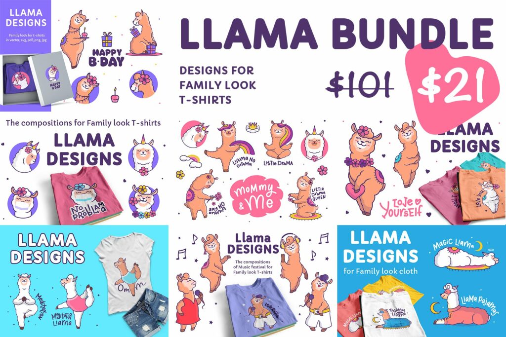 Llama clipart. KIDS BUNDLE design – MasterBundles