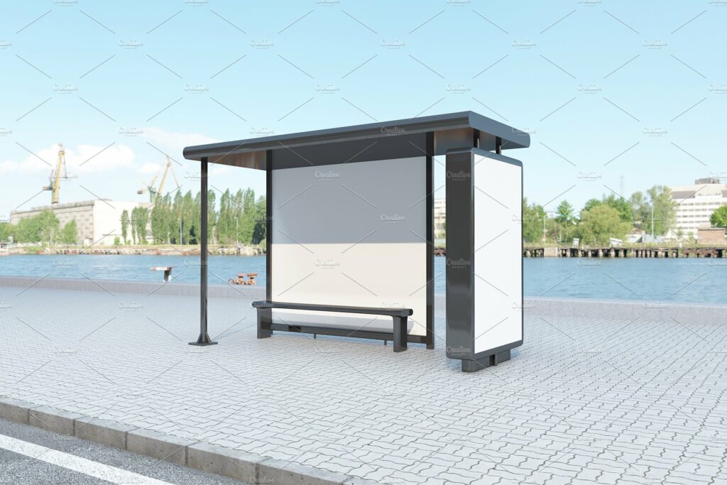 City Bus Stop 2 Signage Mockup – MasterBundles
