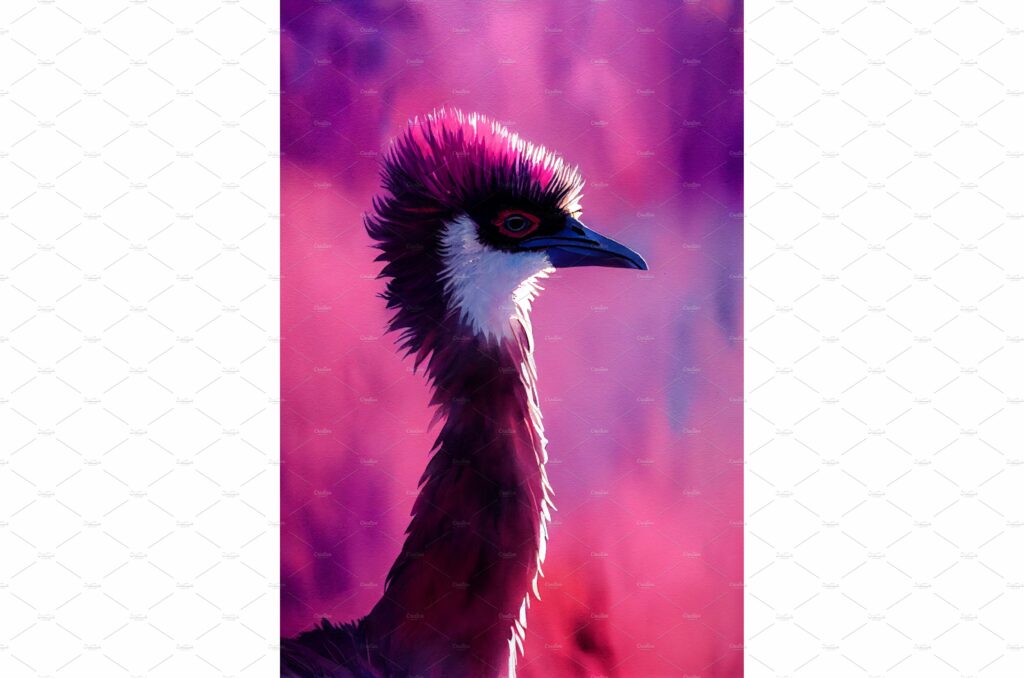 Watercolor portrait of cute emu – MasterBundles