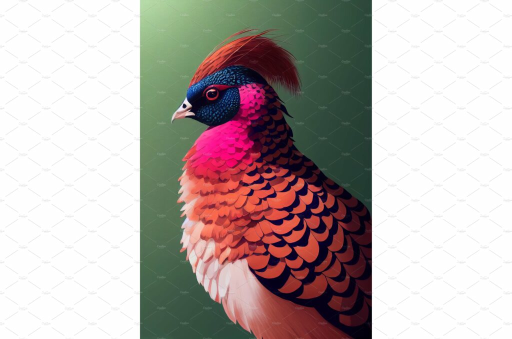 Watercolor portrait of cute pheasant – MasterBundles