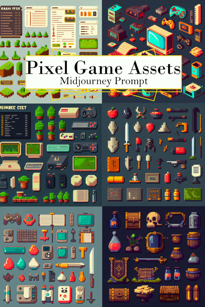 Pixel Game Assets Midjourney Prompt - MasterBundles