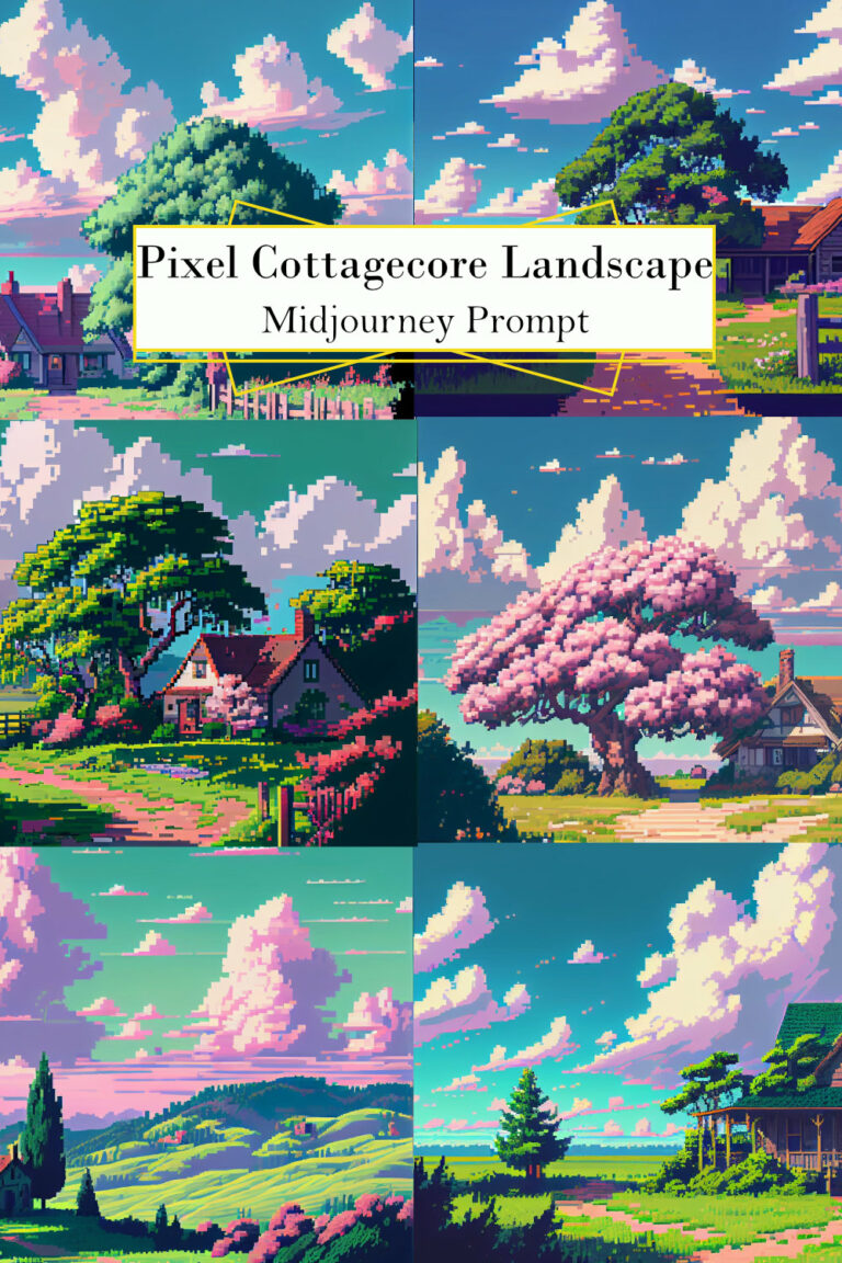 PIxel Cottagecore Landscape Midjourney Prompt - MasterBundles
