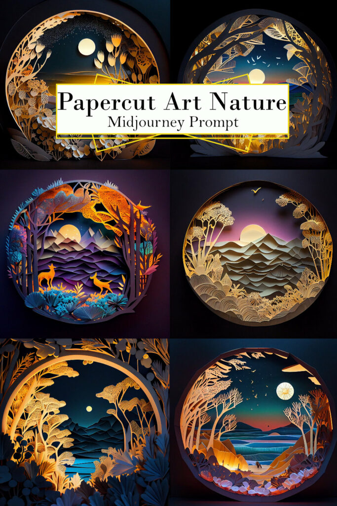 Papercut Nature Landscape Midjourney Prompt - MasterBundles