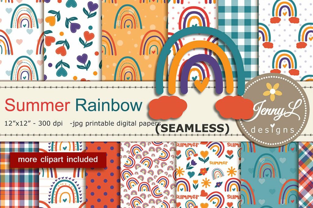Rainbow Digital Papers and Clipart – MasterBundles