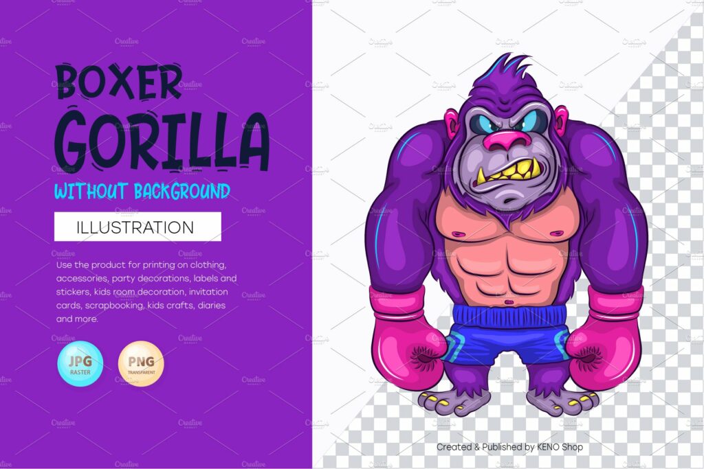 Cartoon Gorilla Boxer – MasterBundles