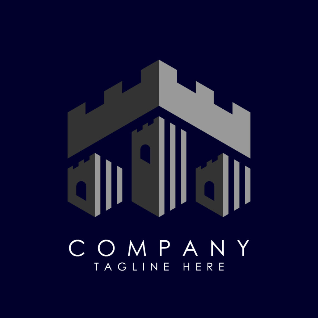 Castle tower logo design vector illustration. Castle icon sign symbol ...