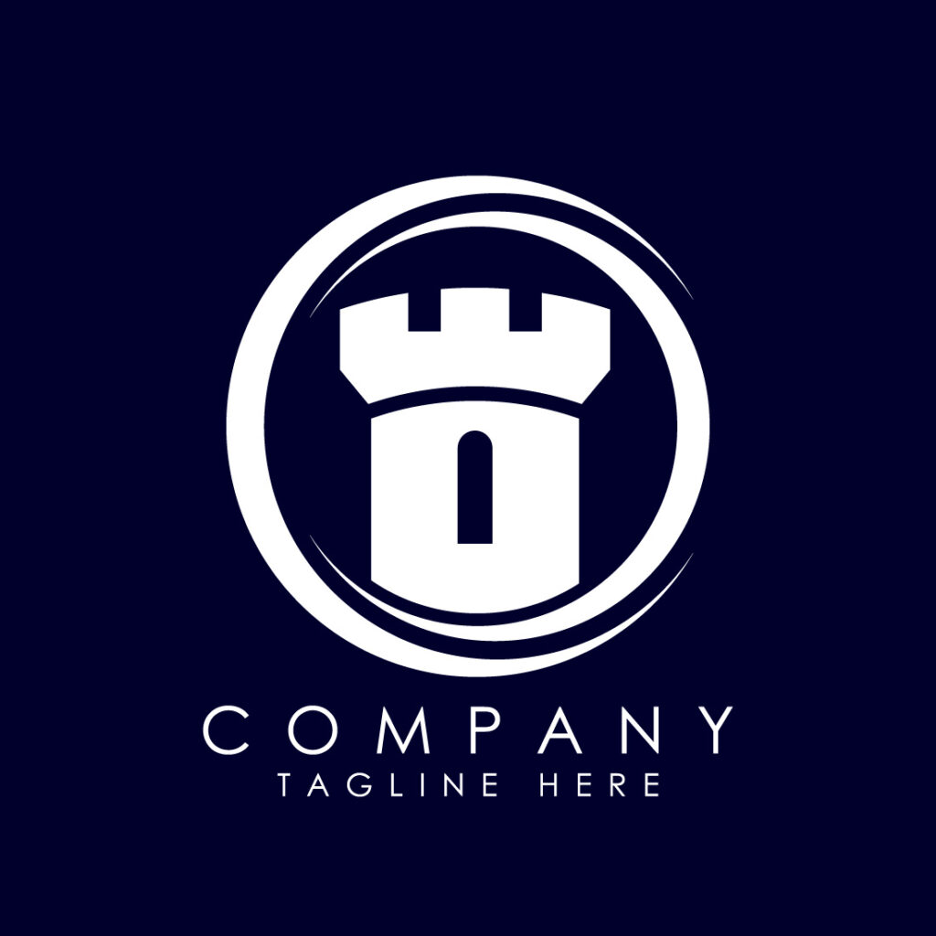 Castle tower logo design vector illustration. Castle icon sign symbol ...