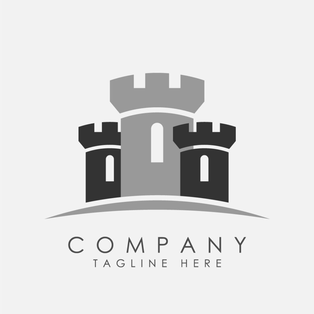 Castle tower logo design vector illustration. Castle icon sign symbol ...