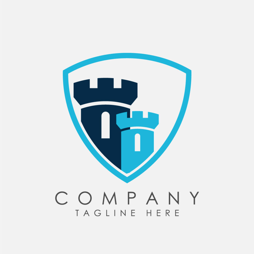 Castle tower logo design vector illustration. Castle icon sign symbol ...